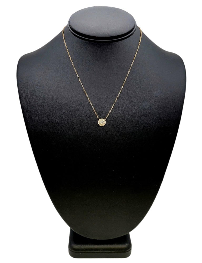 Tiffany and Co. Soleste Round Diamond Halo 18 Karat Rose Gold Pendant ...
