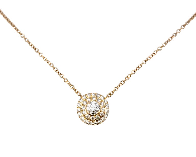 Tiffany and Co. Soleste Round Diamond Halo 18 Karat Rose Gold Pendant ...