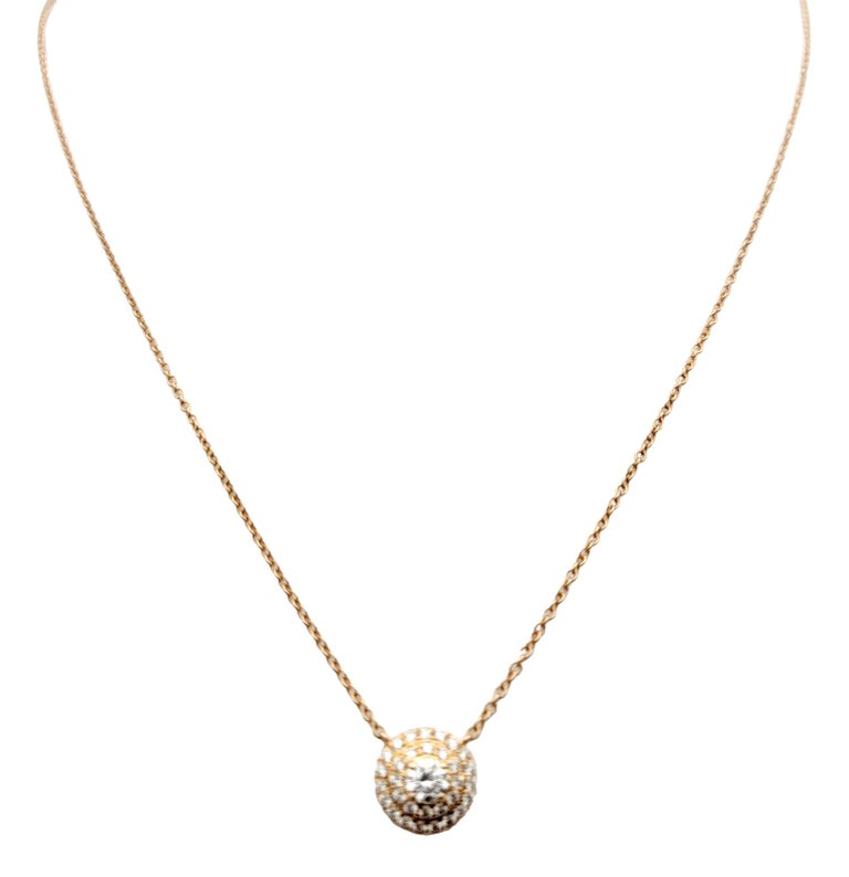 Tiffany and Co. Soleste Round Diamond Halo 18 Karat Rose Gold Pendant ...