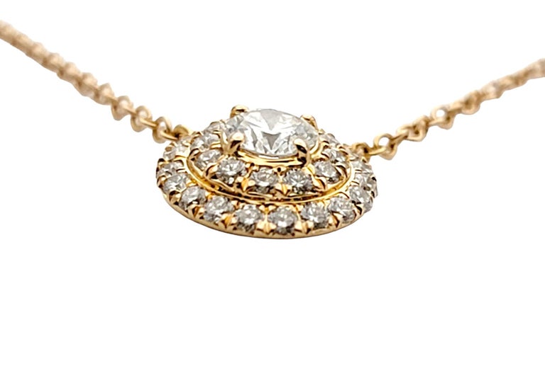 Tiffany and Co. Soleste Round Diamond Halo 18 Karat Rose Gold Pendant ...