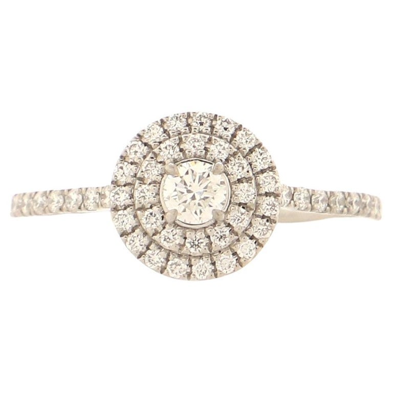 Tiffany and Co. Soleste Round Double Halo Ring Platinum with Diamonds ...