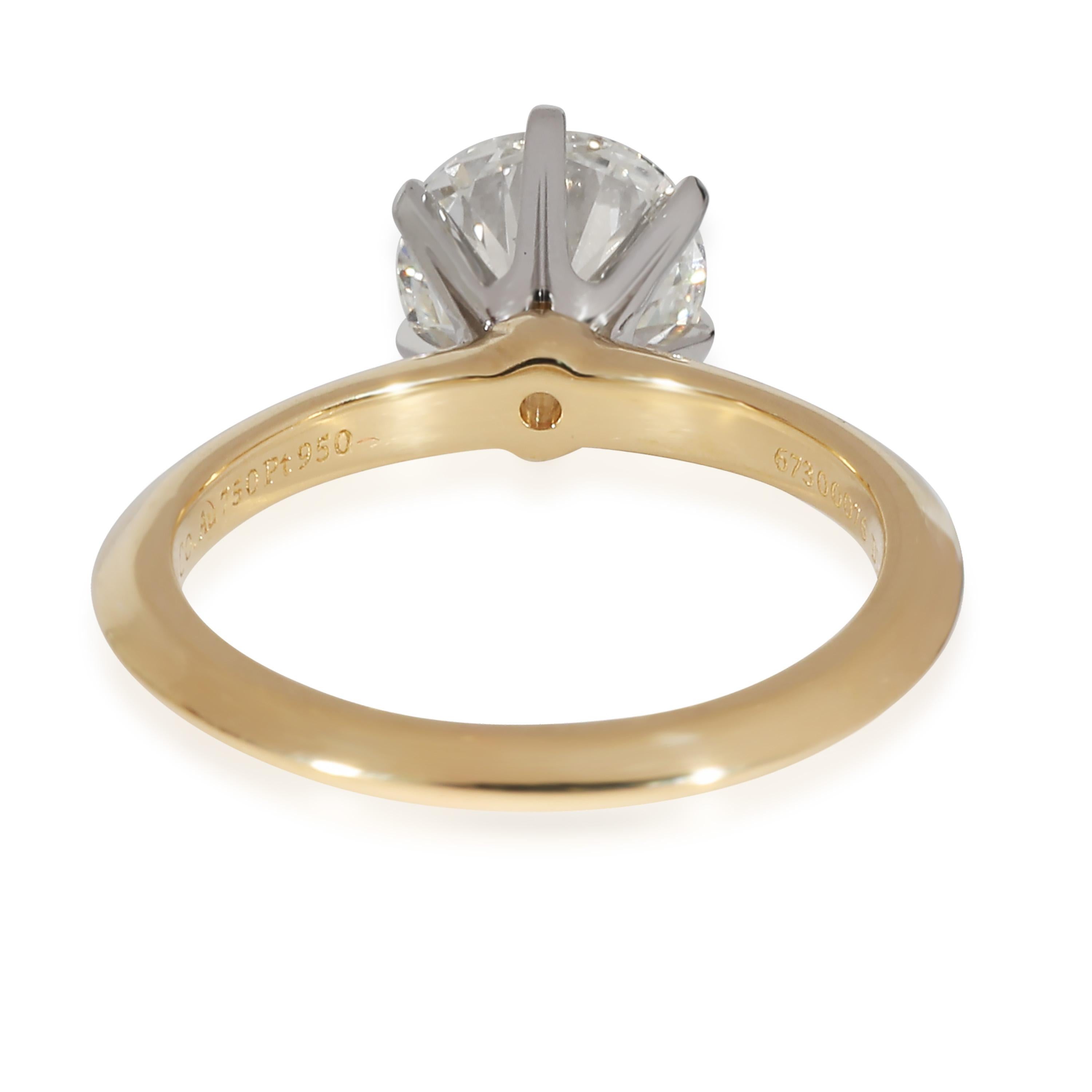 Tiffany and Co. Solitaire Diamond Engagement Ring in 18K Yellow Gold/Plat, 1.69ct For Sale at ...
