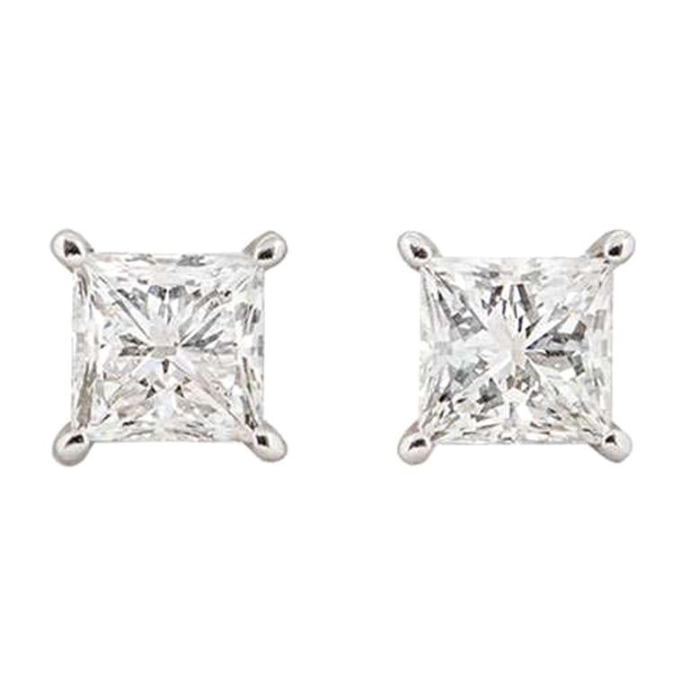 Tiffany and Co. Solitaire Diamond Platinum Stud Earrings 1.24 Carat GIA ...
