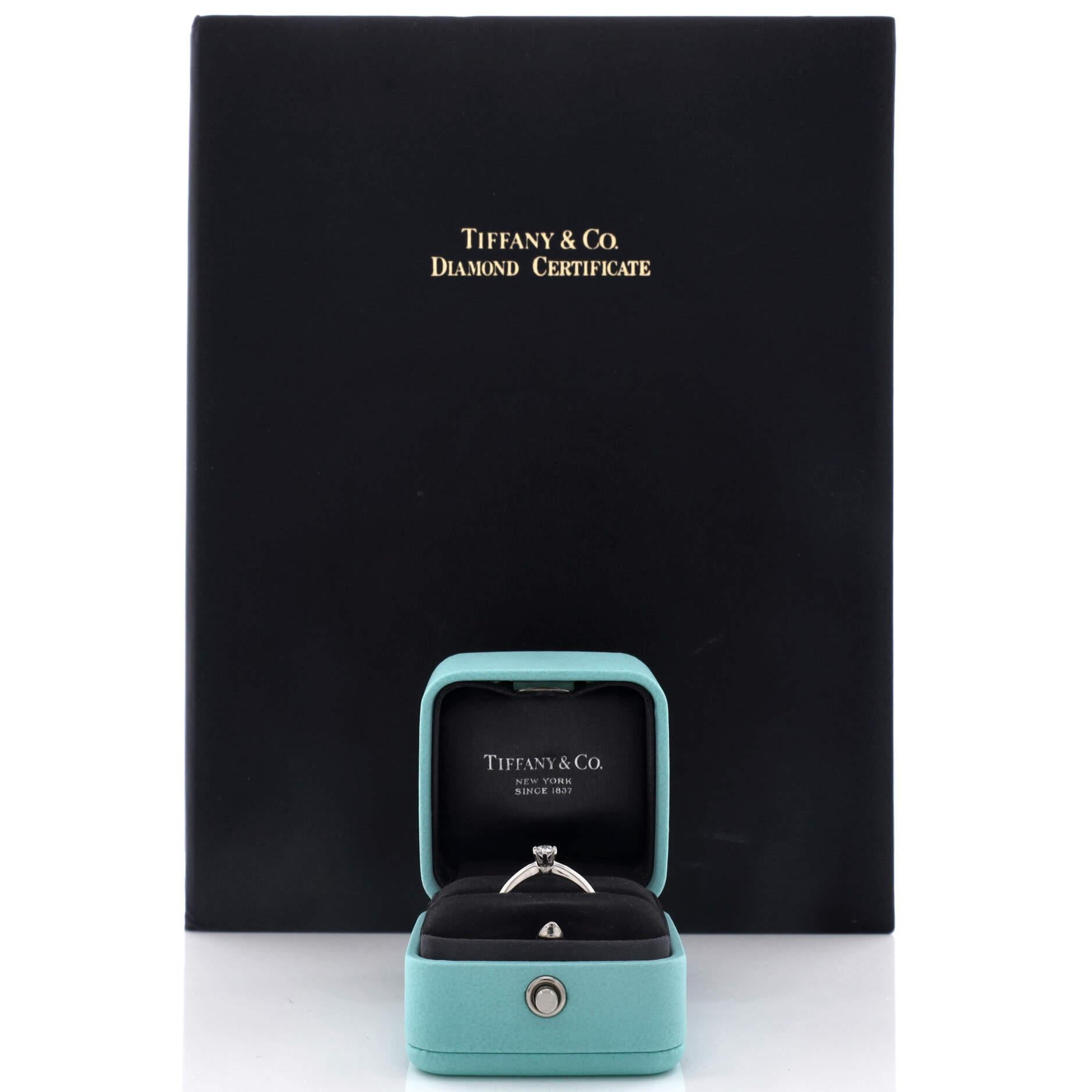 Tiffany and Co. Solitaire Ring Platinum with RBC Diamond E/IF 0.23 ...
