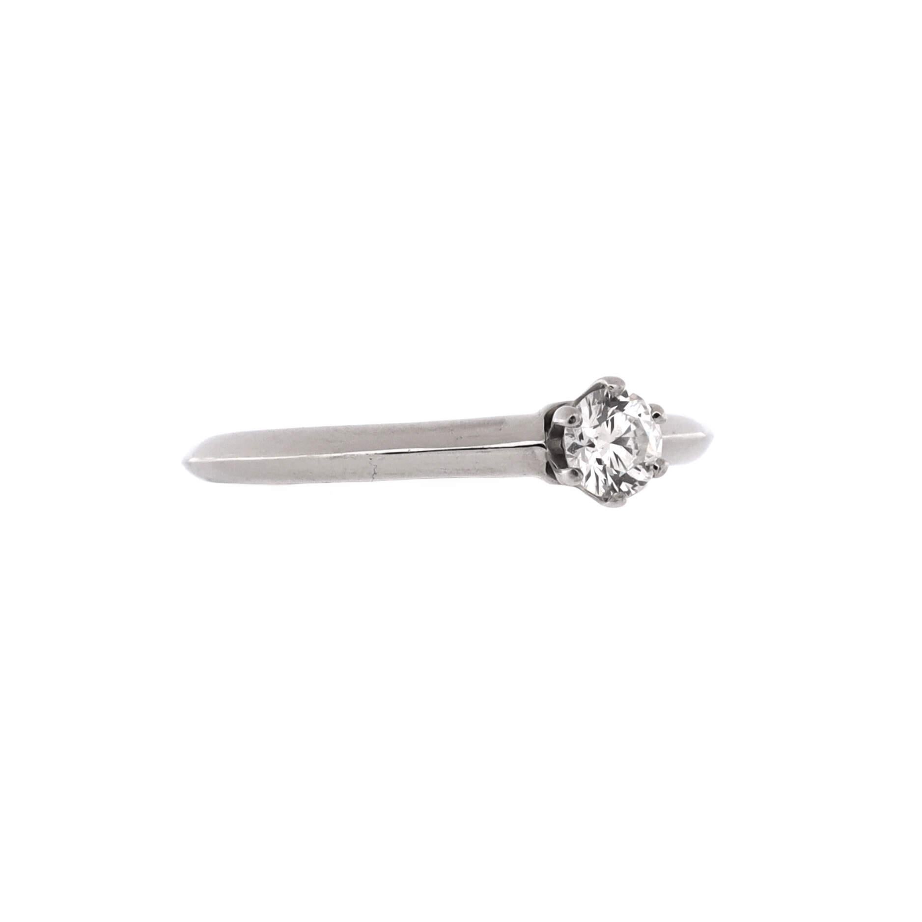 Tiffany and Co. Solitaire Ring Platinum with RBC Diamond E/IF 0.23 ...