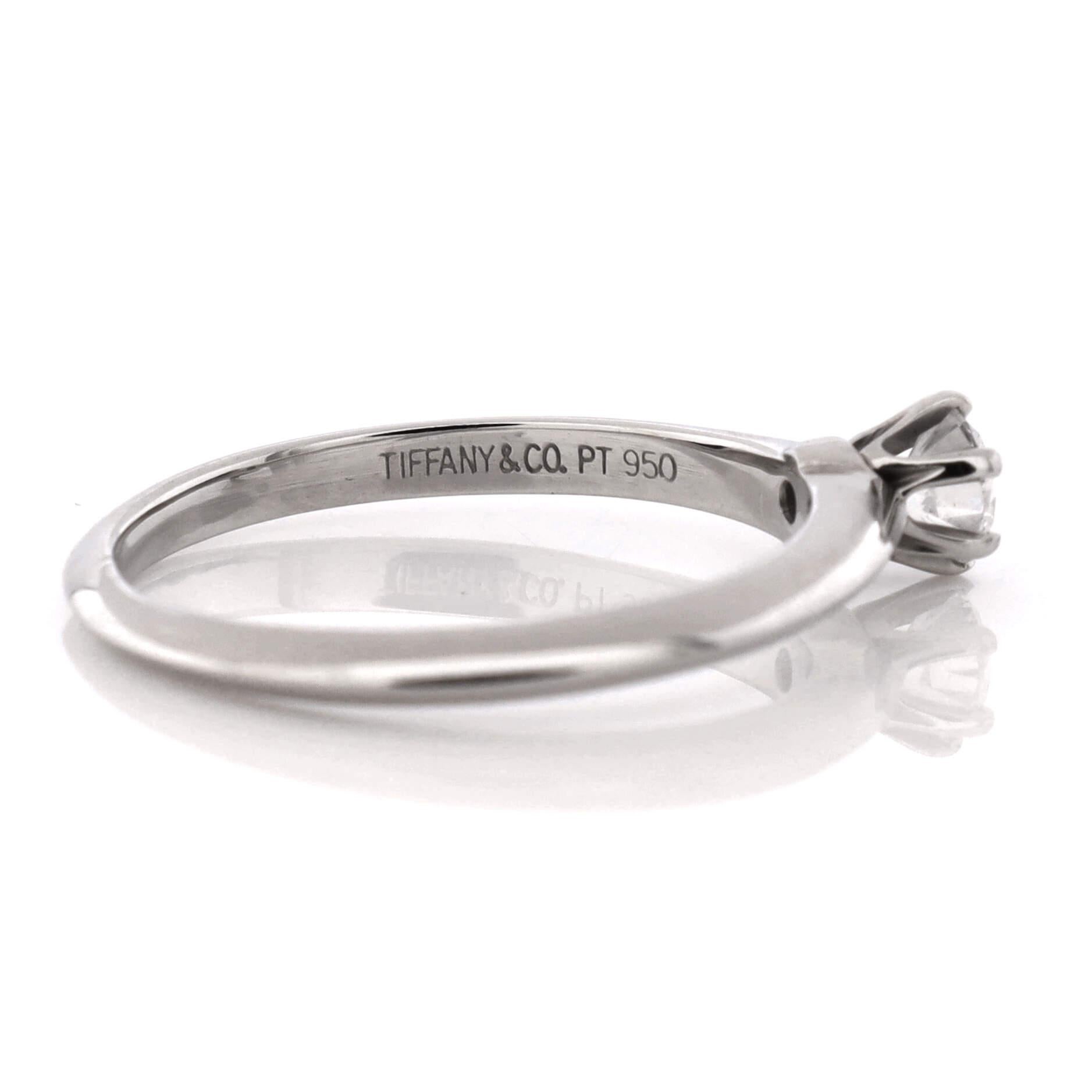 Tiffany and Co. Solitaire Ring Platinum with RBC Diamond E/IF 0.23 ...