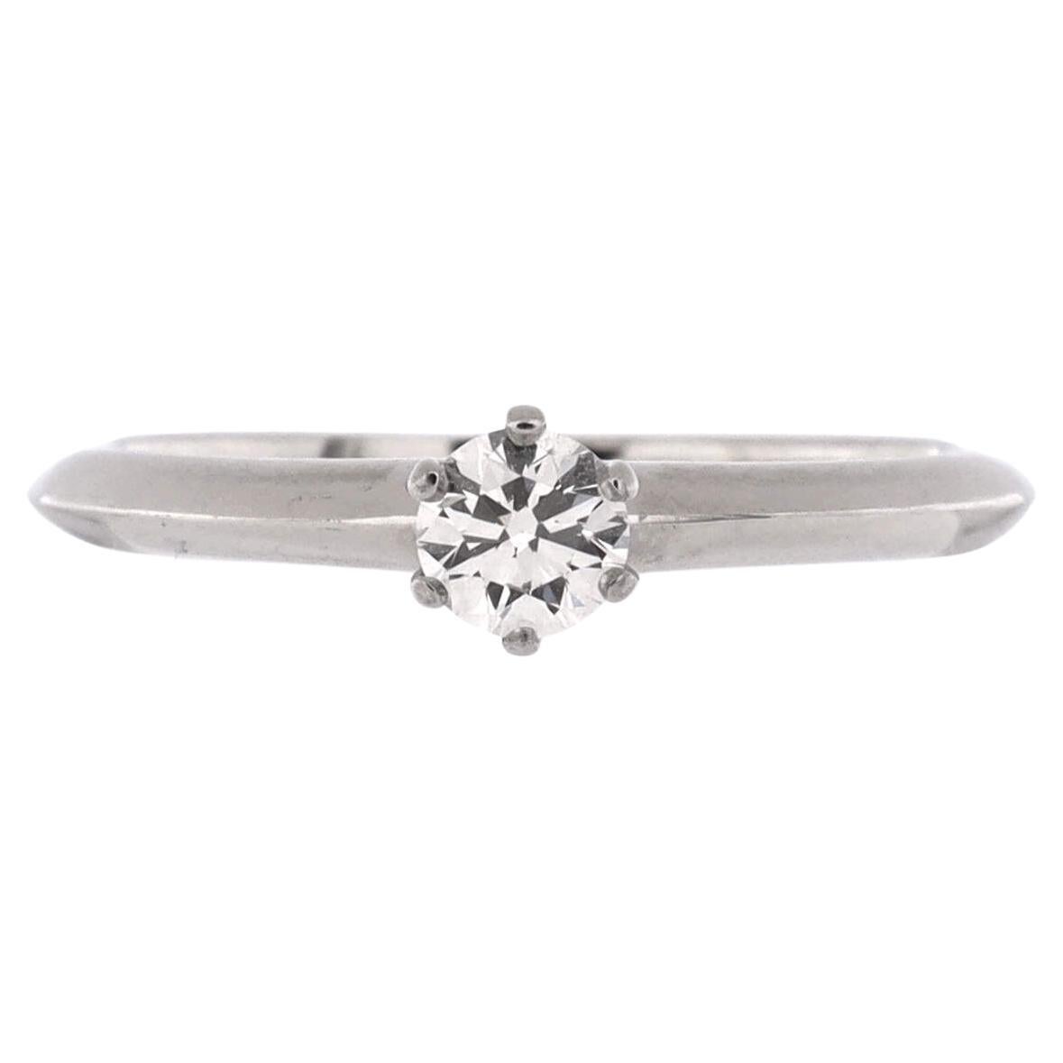 Tiffany and Co. Solitaire Ring Platinum with RBC Diamond E/IF 0.23 ...