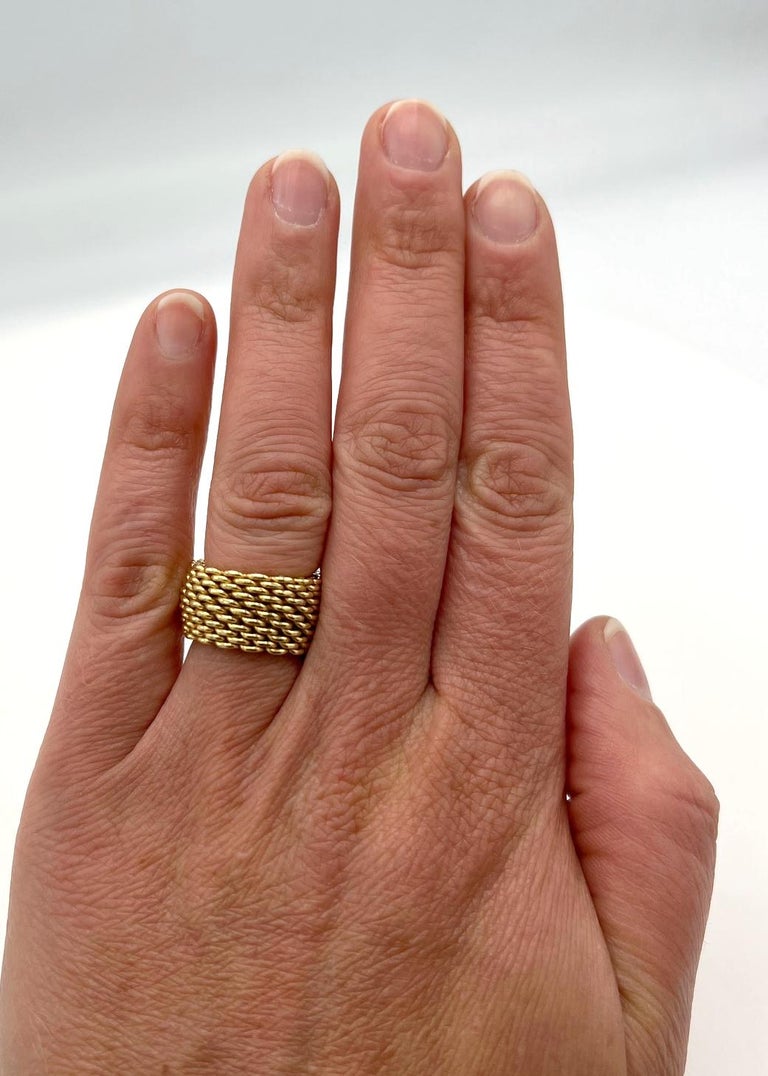 Tiffany and Co. Somerset 18 Karat Yellow Gold Mesh Wide Band Ring at ...