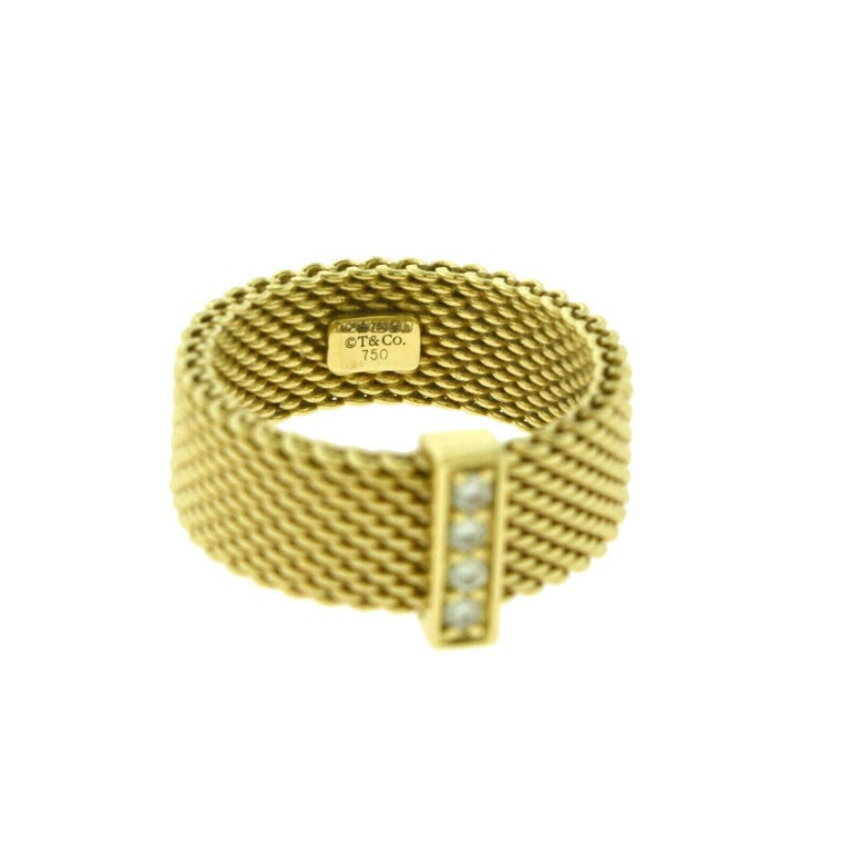 Tiffany and Co. Somerset Mesh gold Diamond Ring For Sale at 1stDibs ...