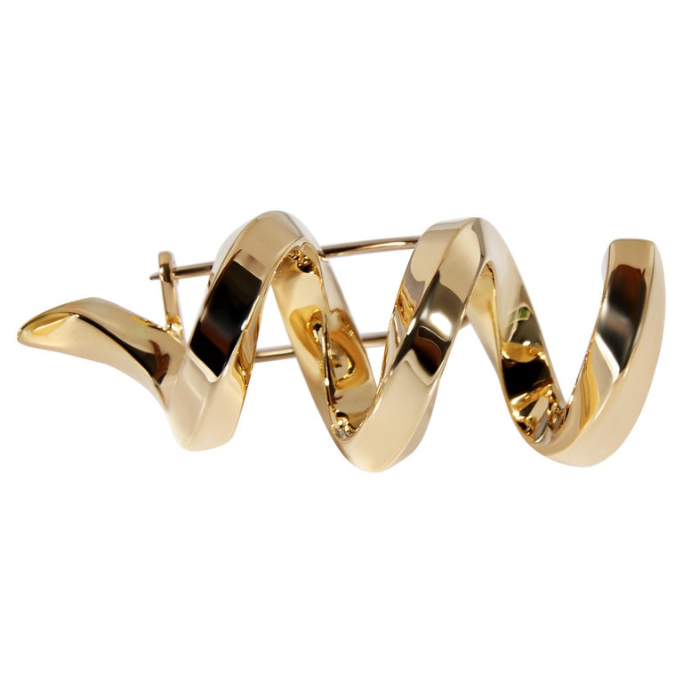 Tiffany and Co. Spiral Twist Brooch in 18K Yellow Gold For Sale at 1stDibs