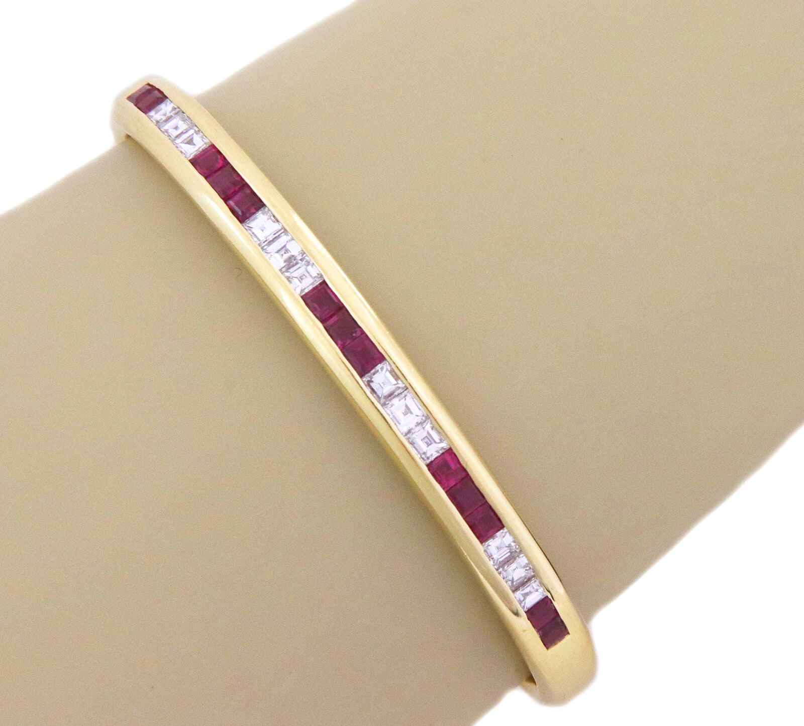 Gold-Plated Bordeaux Enamel Ruby Carousel Bracelet For Sale (Free ...