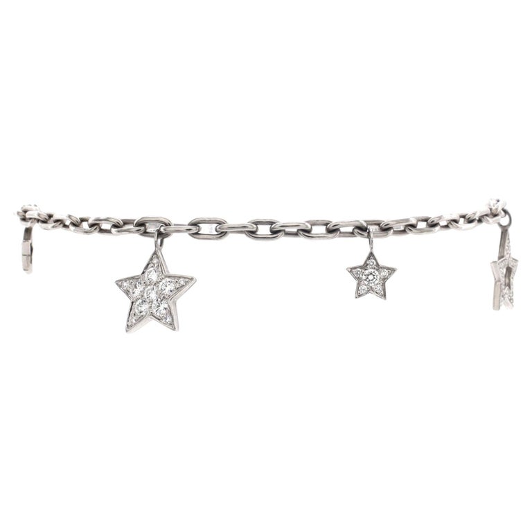 Tiffany and Co. Stars Charm Bracelet Platinum and Diamonds For Sale at 1stDibs