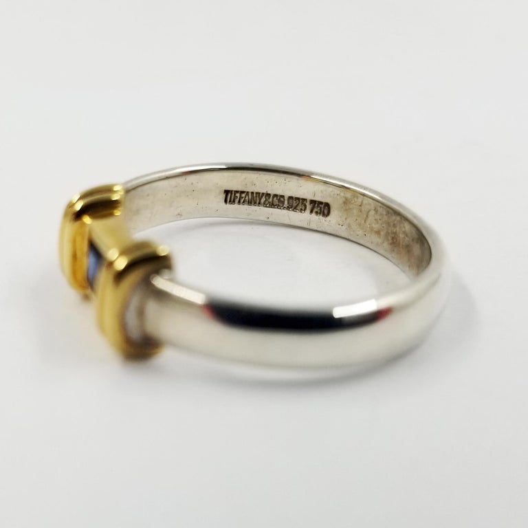 Tiffany and Co. Sterling Silver and 18 Karat Yellow Gold Sapphire ...