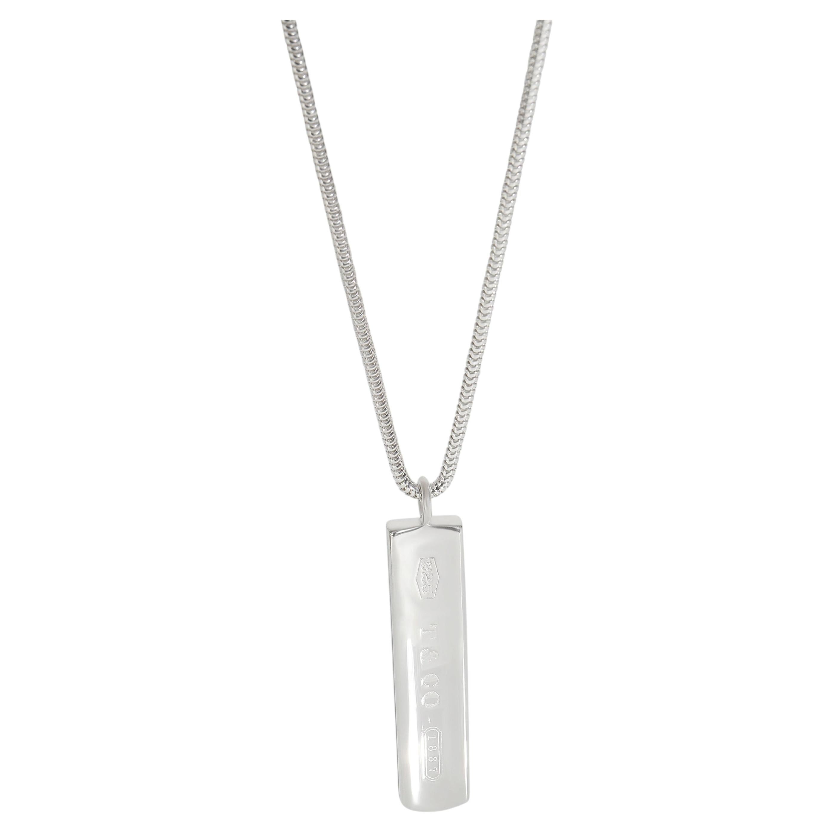 Tiffany and Co. Sterling Silver 1837 Bar Pendant For Sale at 1stDibs