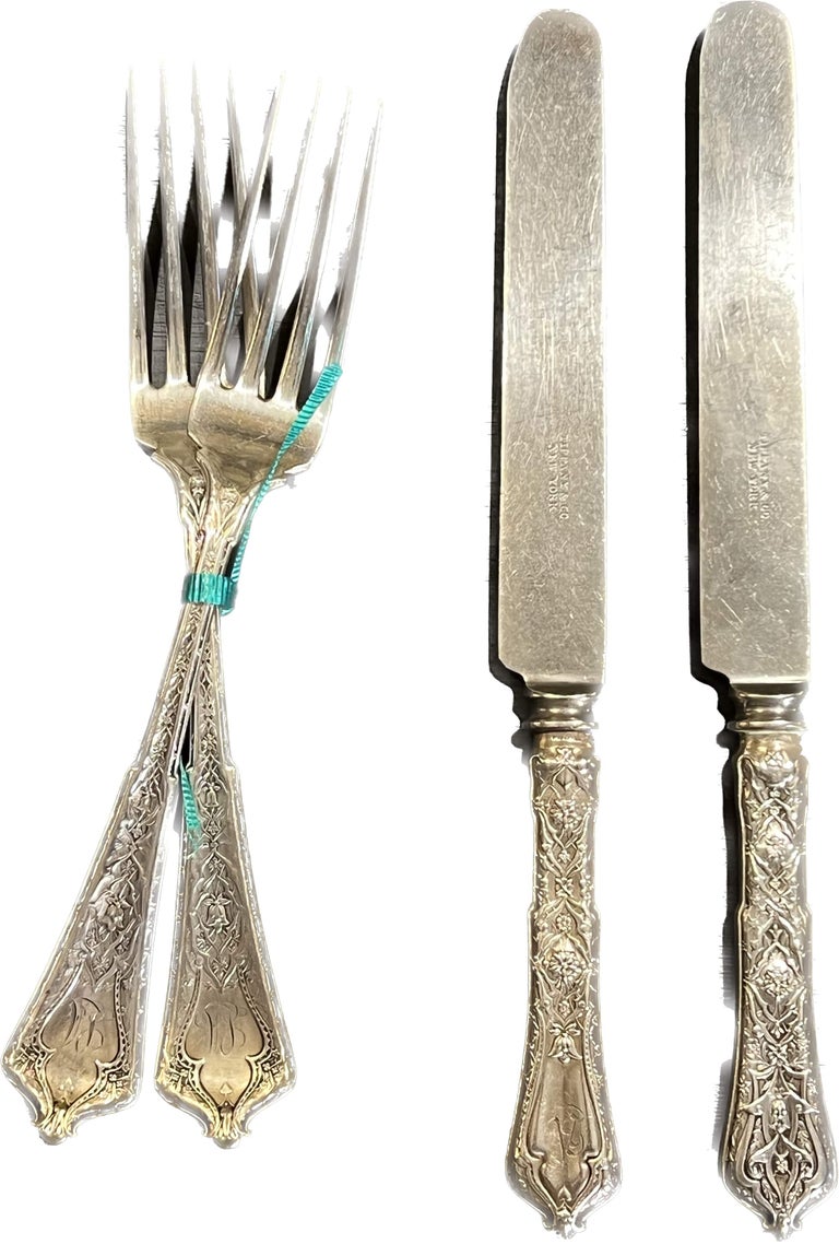 Tiffany and Co Sterling Silver 1872 Persian Pattern 2 Pair of Fork and ...