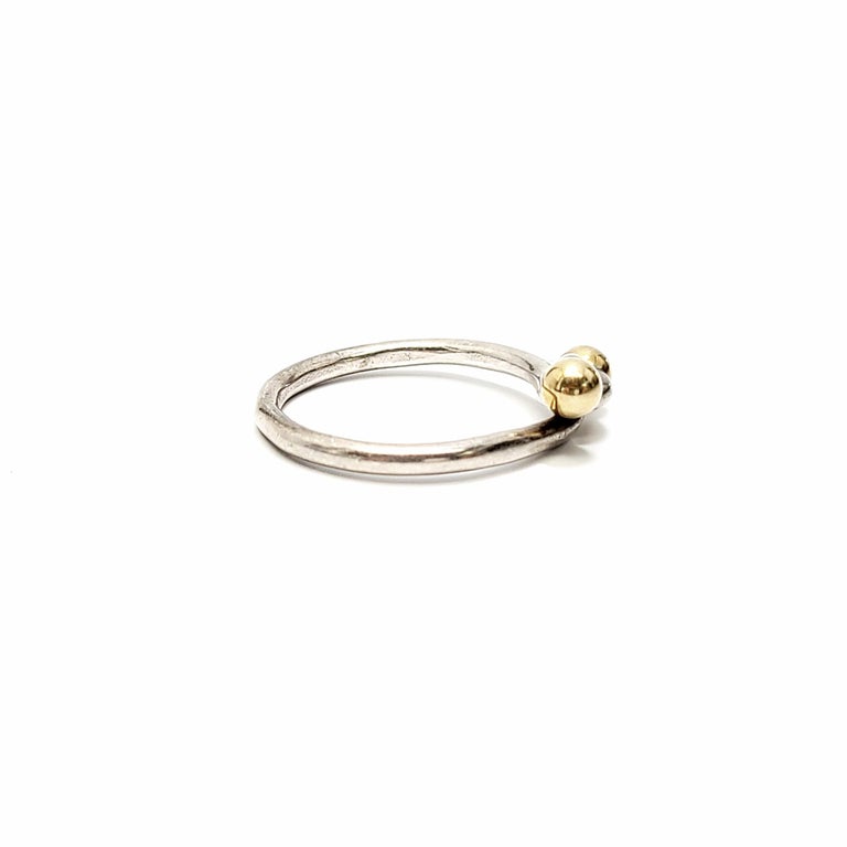 Tiffany and Co Sterling Silver 18K Yellow Gold Double Ball Hook Ring at ...