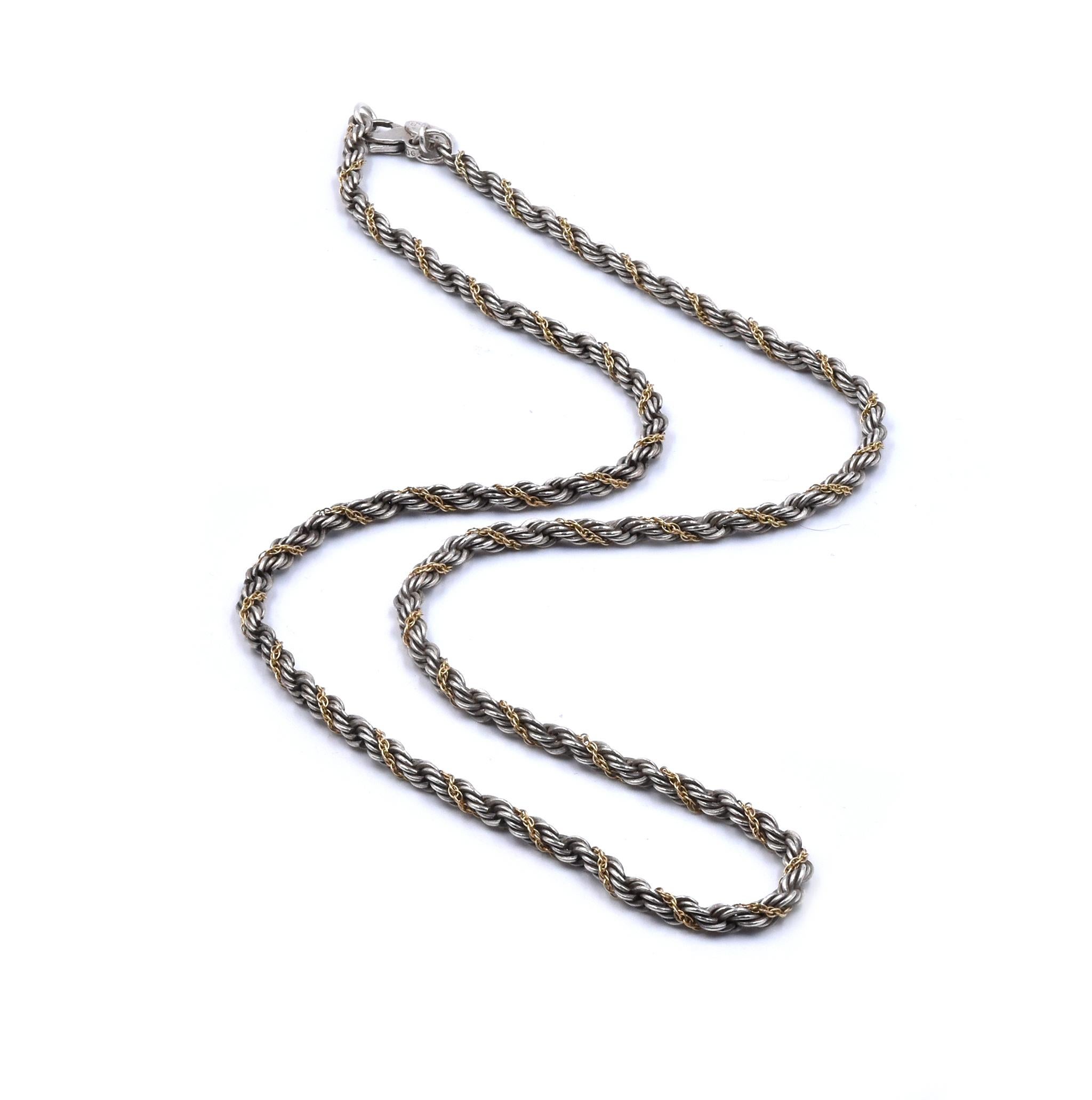 Tiffany and Co. Sterling Silver and 18 Karat Yellow Gold Rope Chain at ...