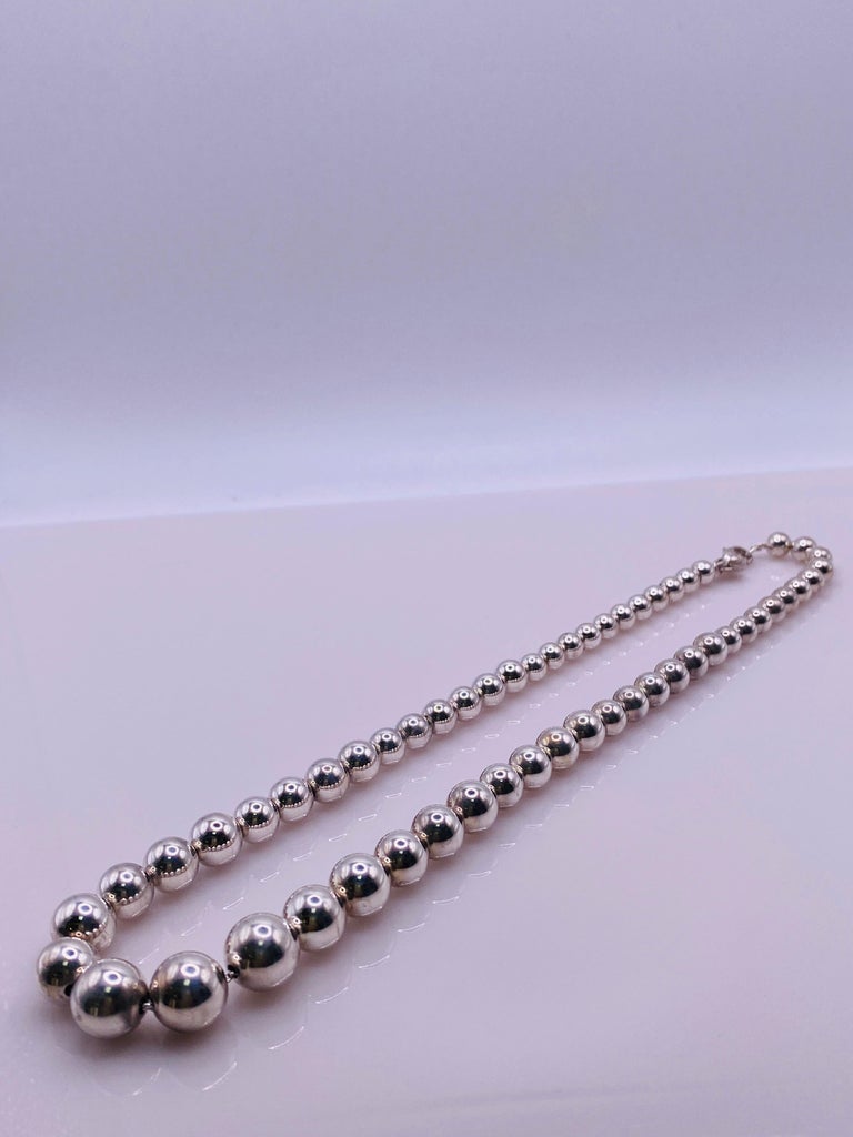 Tiffany and Co. Sterling Silver Ball Bead Graduated Necklace For Sale ...