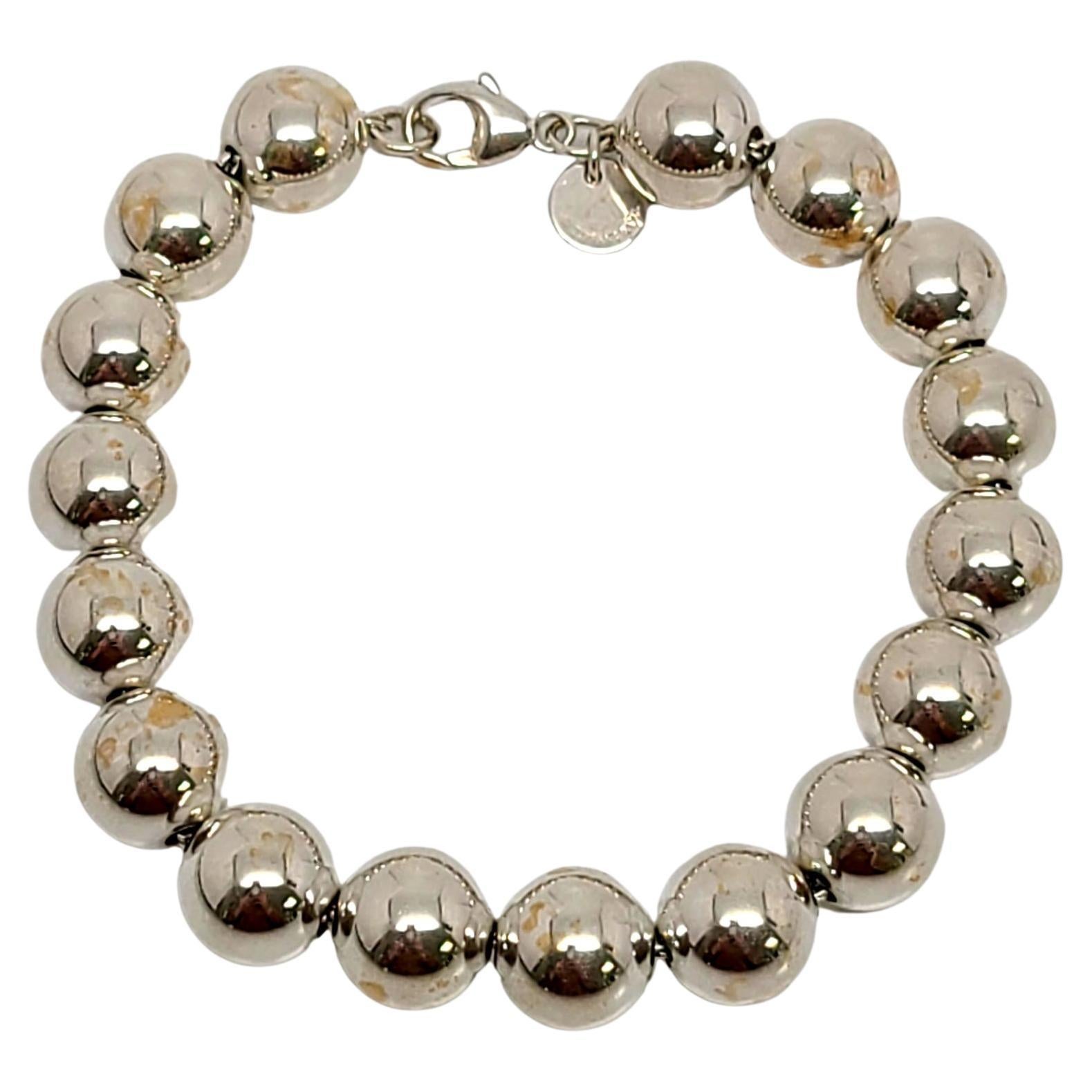 Tiffany and Co. Sterling Silver Ball Bracelet 'B' For Sale at 1stDibs