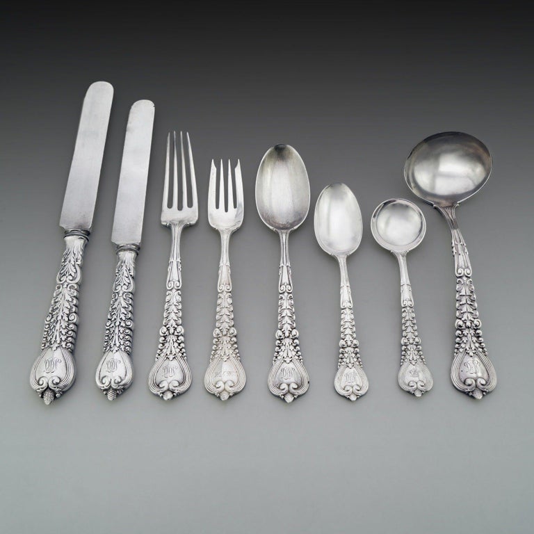 Tiffany and Co sterling silver cutlery set of 8 pieces in a Florentine ...
