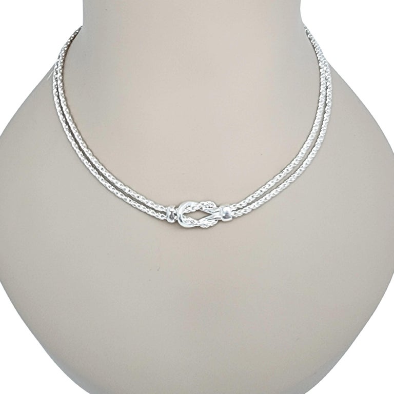 Tiffany and Co. Sterling Silver Double Rope Love Knot Necklace For Sale ...