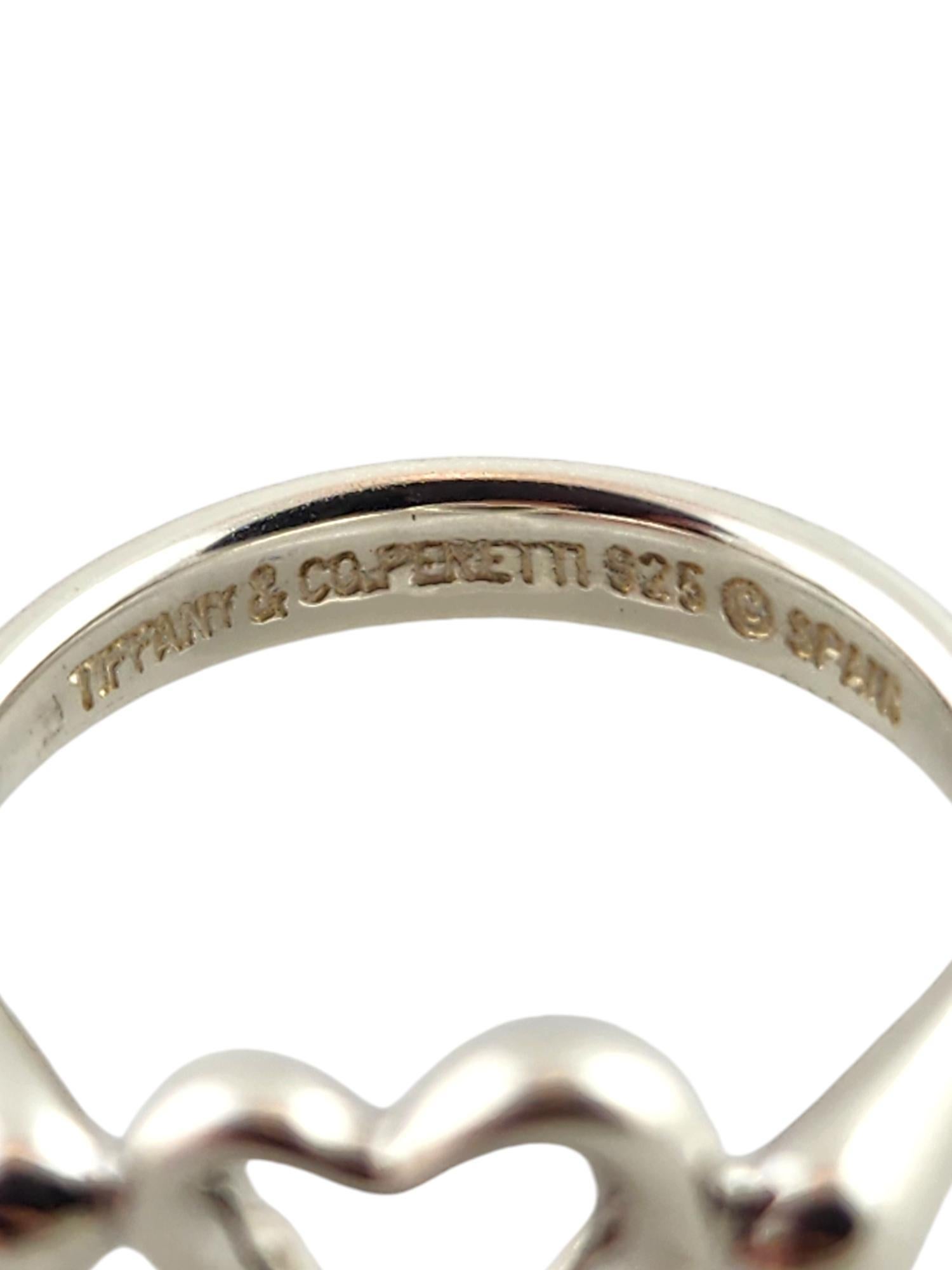 Tiffany and Co Sterling Silver Elsa Peretti Open Heart Ring Size 6.75 ...