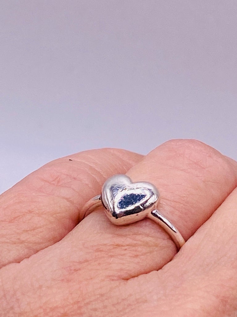 Tiffany and Co Sterling Silver Heart Ring For Sale at 1stDibs