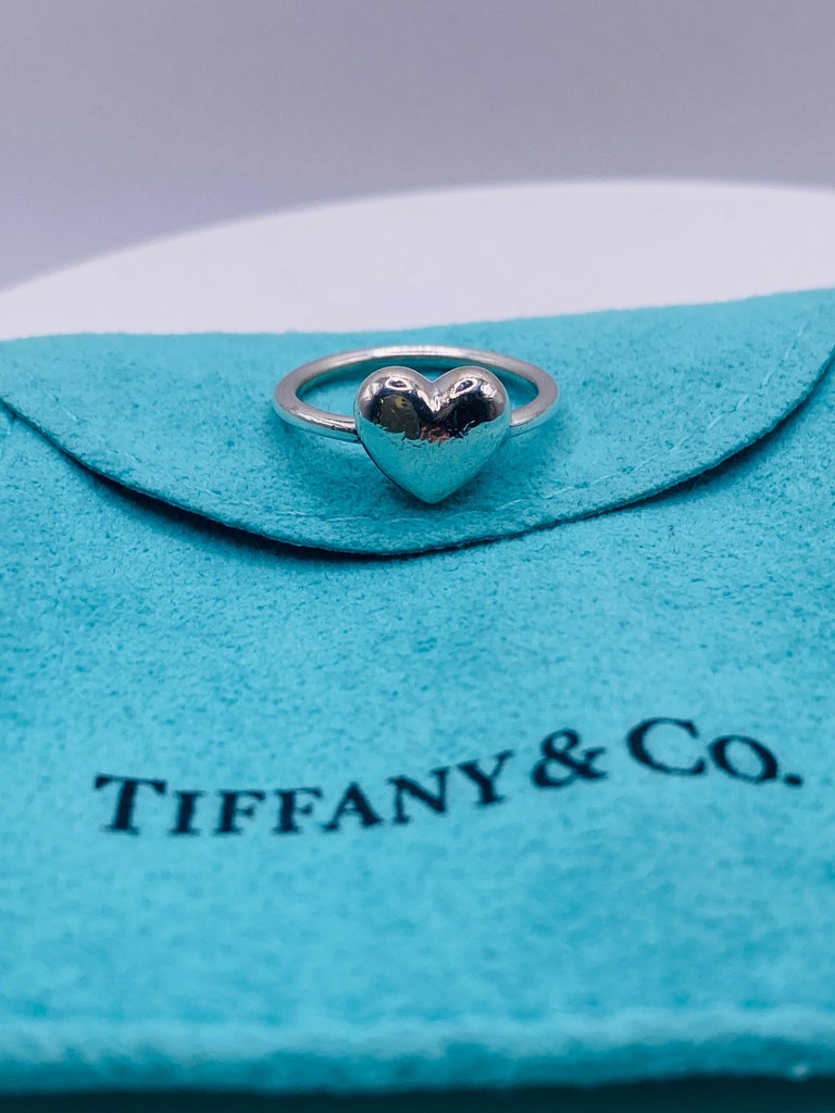Tiffany and Co Sterling Silver Heart Ring For Sale at 1stDibs