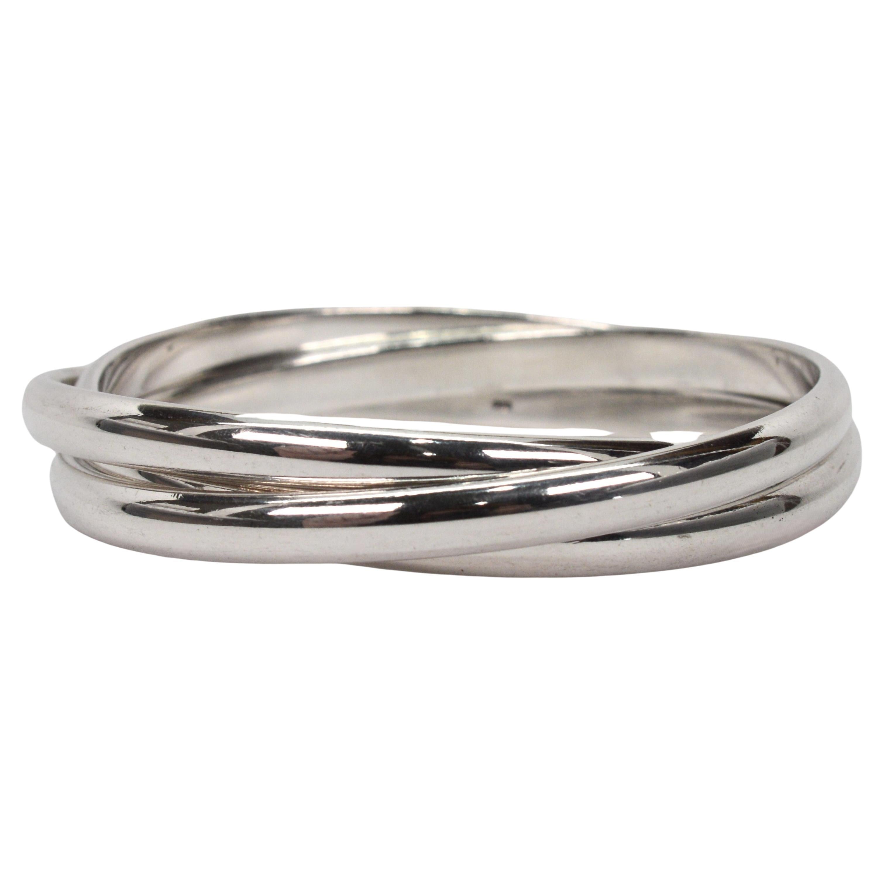 Tiffany and Co Sterling Silver Large Wide Atlas Roman Numeral Bangle Bracelet For Sale at ...