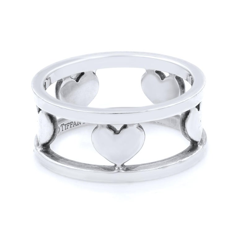 Tiffany and Co Sterling Silver Open Heart Band Ring at 1stDibs ...