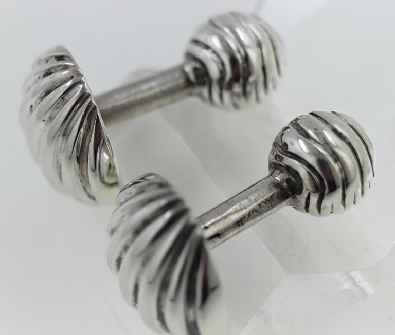 Tiffany and Co., Sterling Silver Shell Barbell Cufflinks For Sale at ...