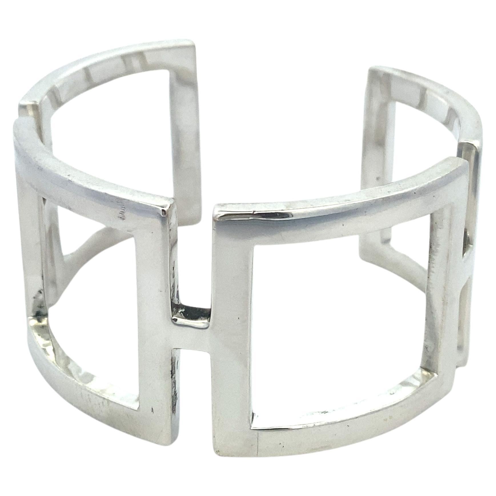 Tiffany and Co Sterling Silver Square Cut Out Cuff Bracelet at 1stDibs ...