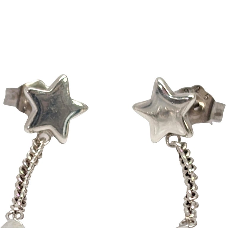 Tiffany and Co. Sterling Silver Star Dangle Drop Earrings For Sale at ...