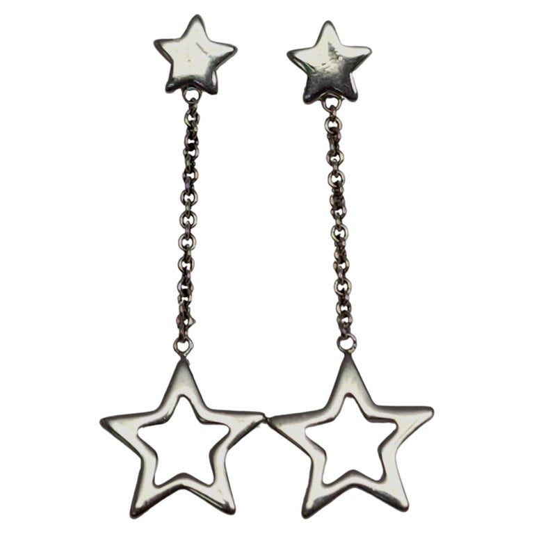Tiffany and Co. Sterling Silver Star Dangle Drop Earrings For Sale at ...