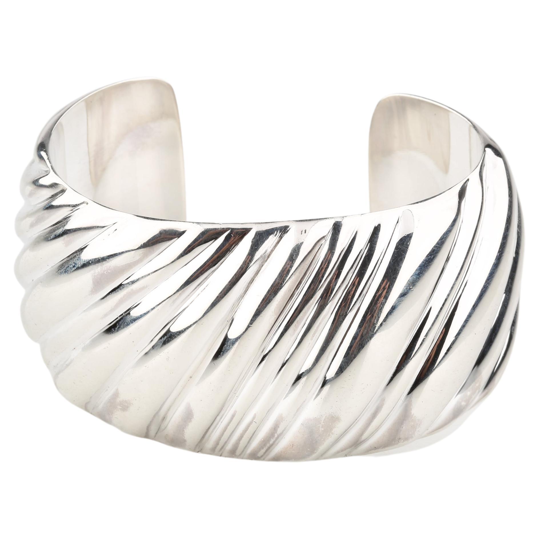 Tiffany and Co. Sterling Silver Threaded Rope Design Cuff Bracelet at ...