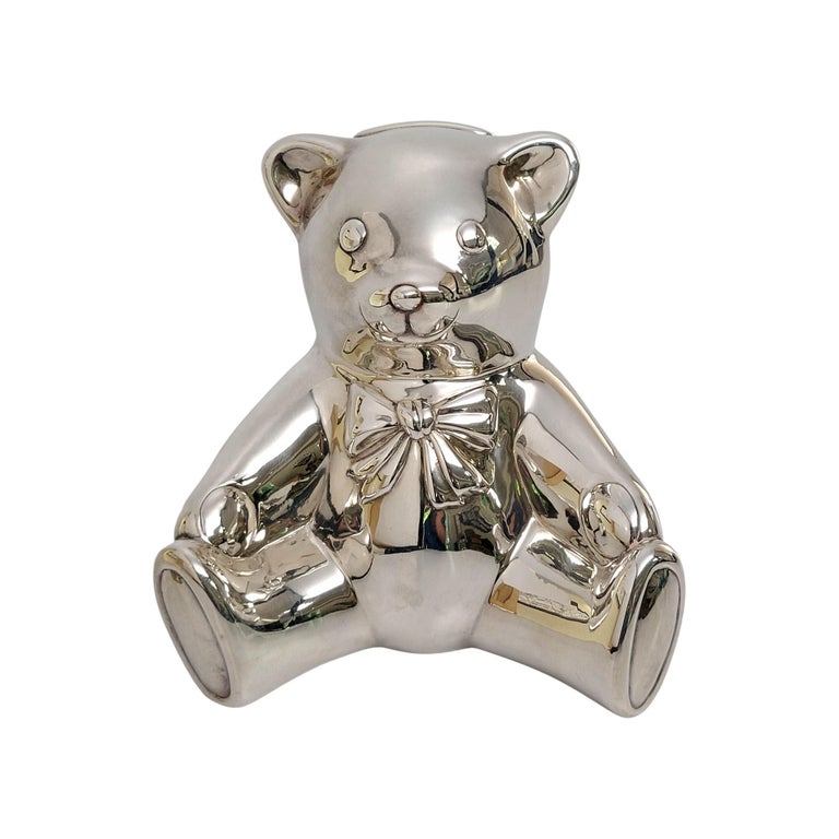 Tiffany and Co Sterling Silver Teddy Bear Coin Piggy Bank For Sale at ...
