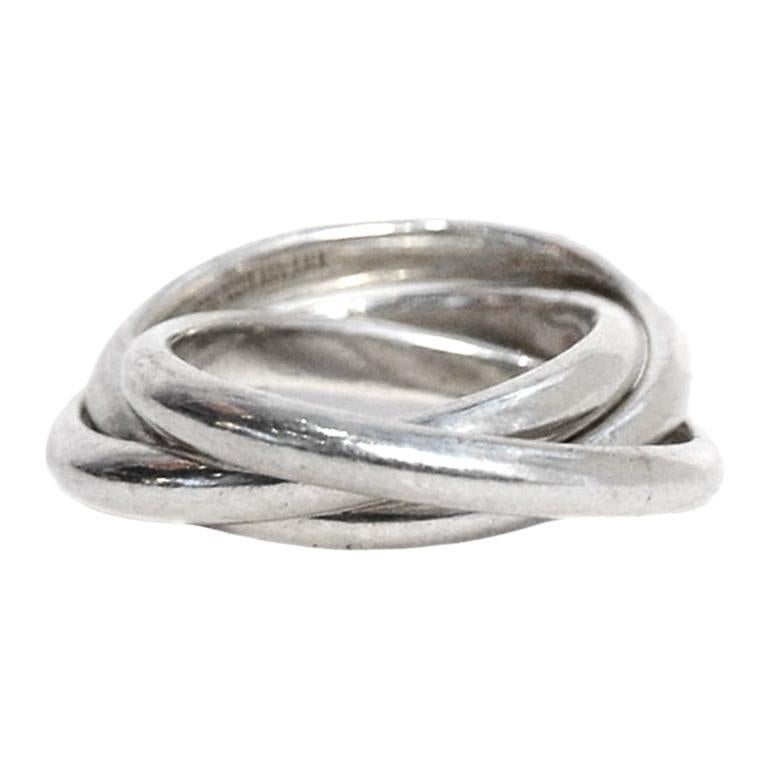 Tiffany and Co. Sterling Silver Trio Rolling Ring sz 6 For Sale at 1stDibs