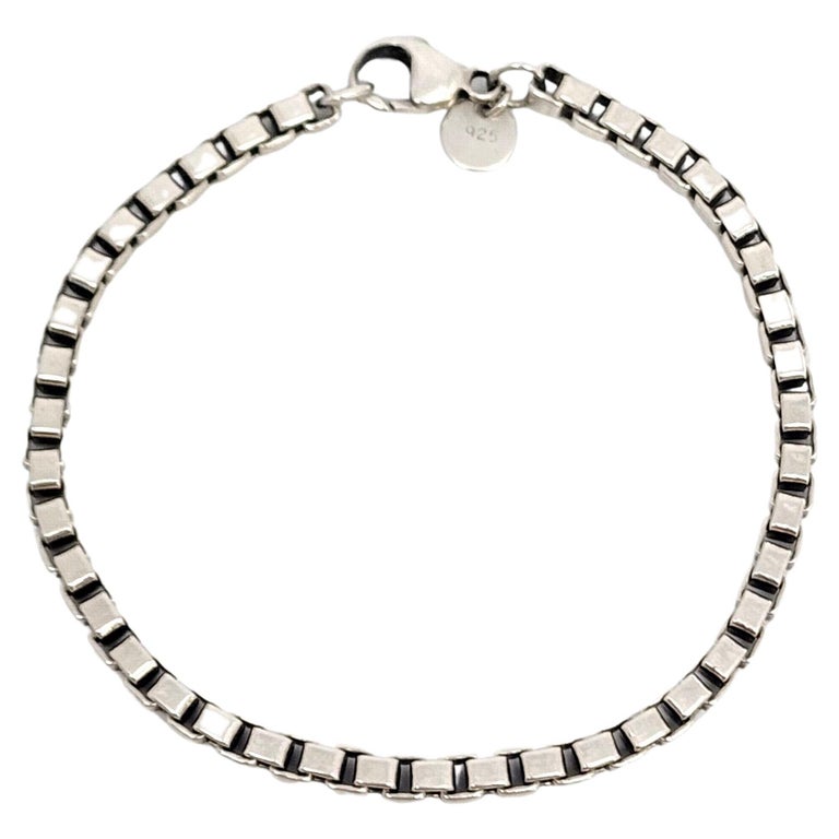 Tiffany and Co Sterling Silver Venetian Box Chain Bracelet For Sale at ...