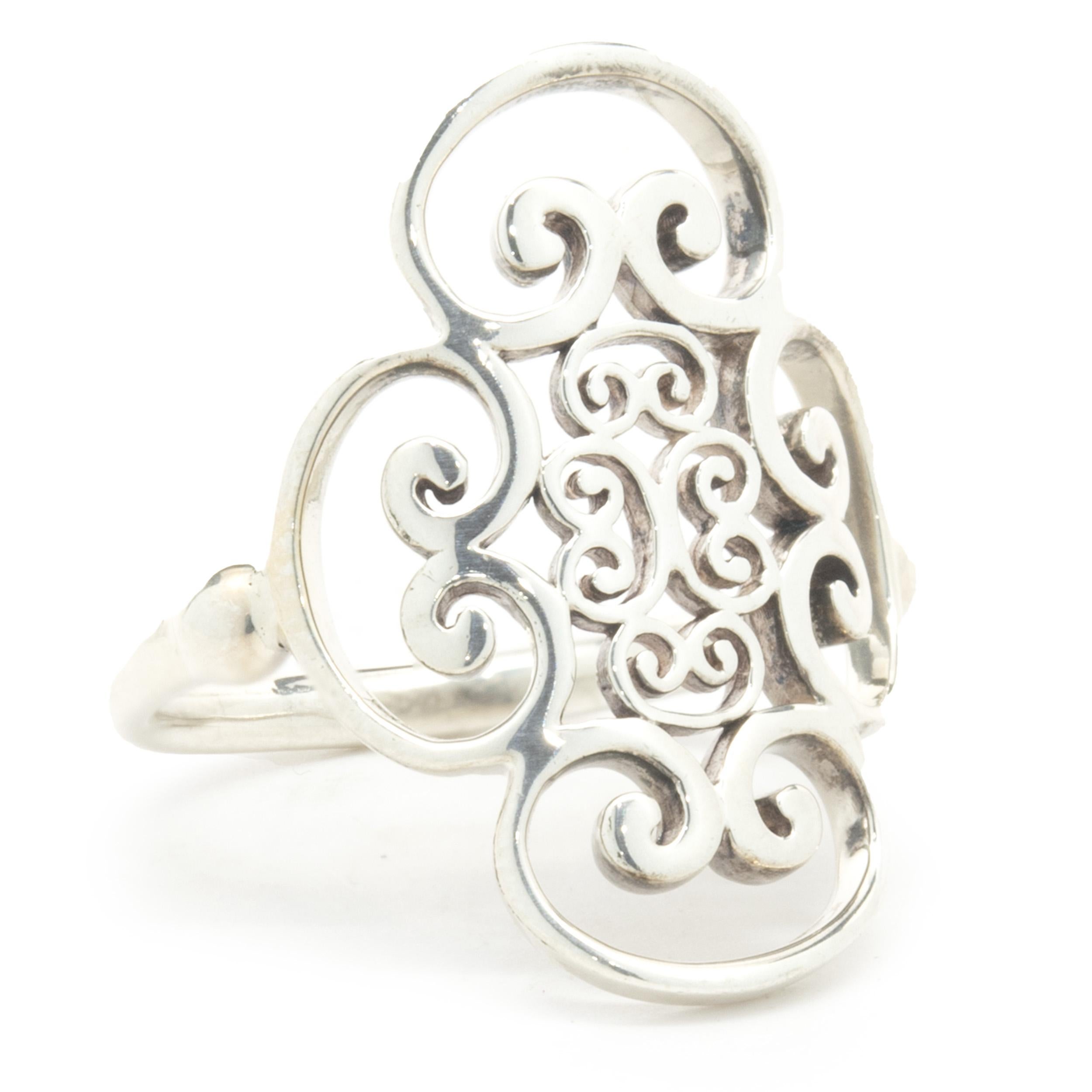 Tiffany and Co. Sterling Silver Vintage Scroll Ring For Sale at 1stDibs