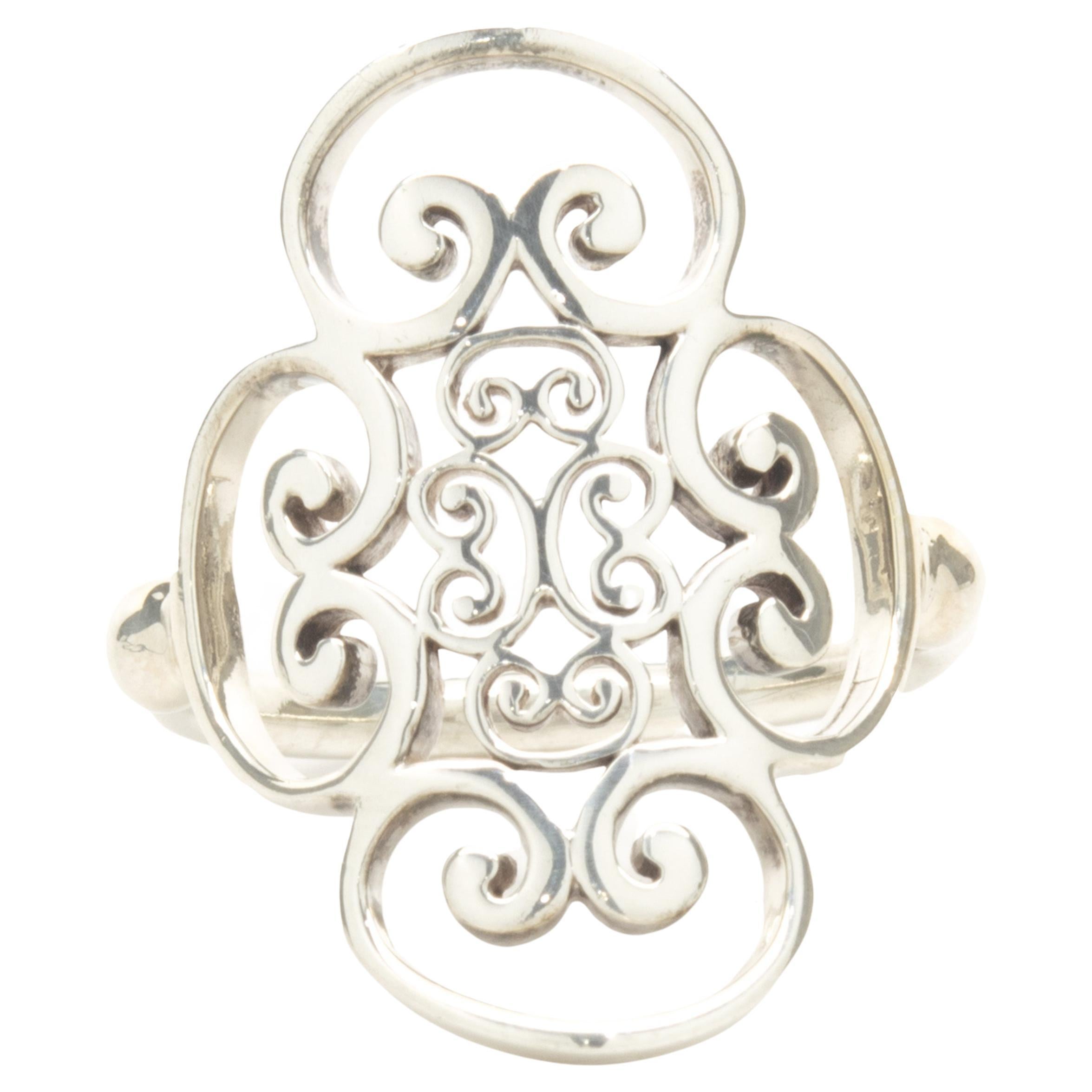 Tiffany and Co. Sterling Silver Vintage Scroll Ring For Sale at 1stDibs