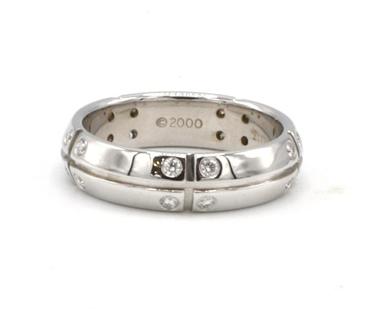 Tiffany and Co. Streamerica 18 Karat White Gold and Diamond Inlay Band ...