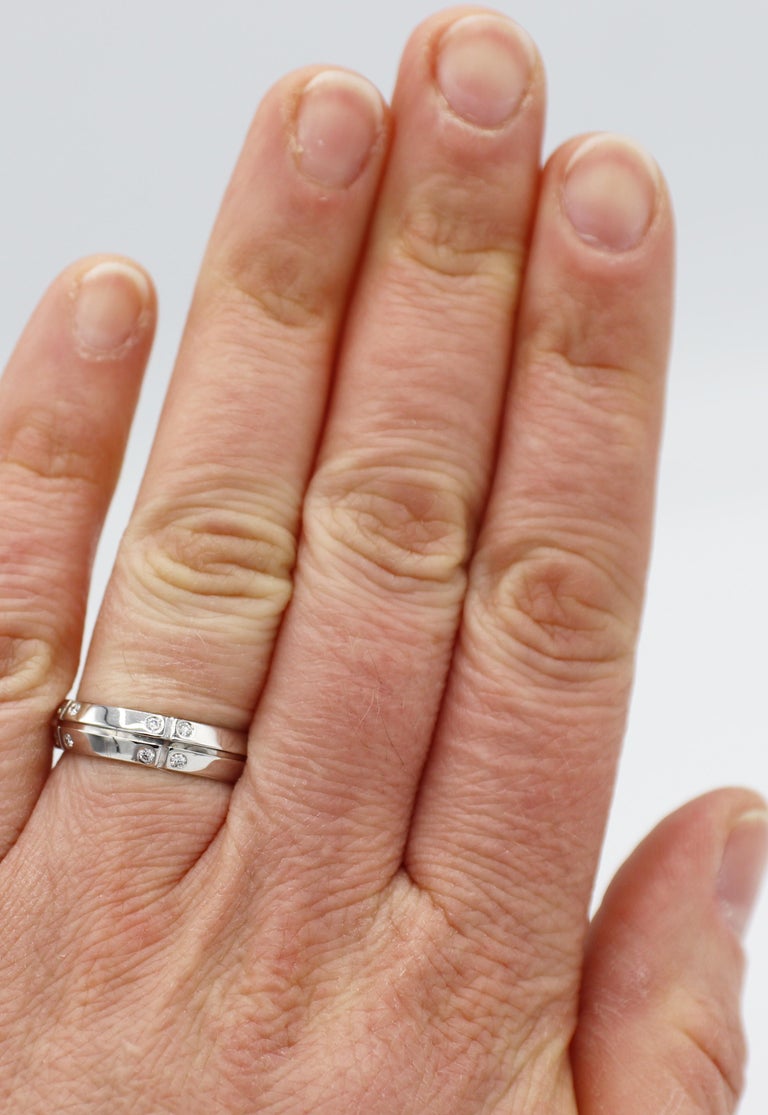 Tiffany and Co. Streamerica 18 Karat White Gold and Diamond Inlay Band ...
