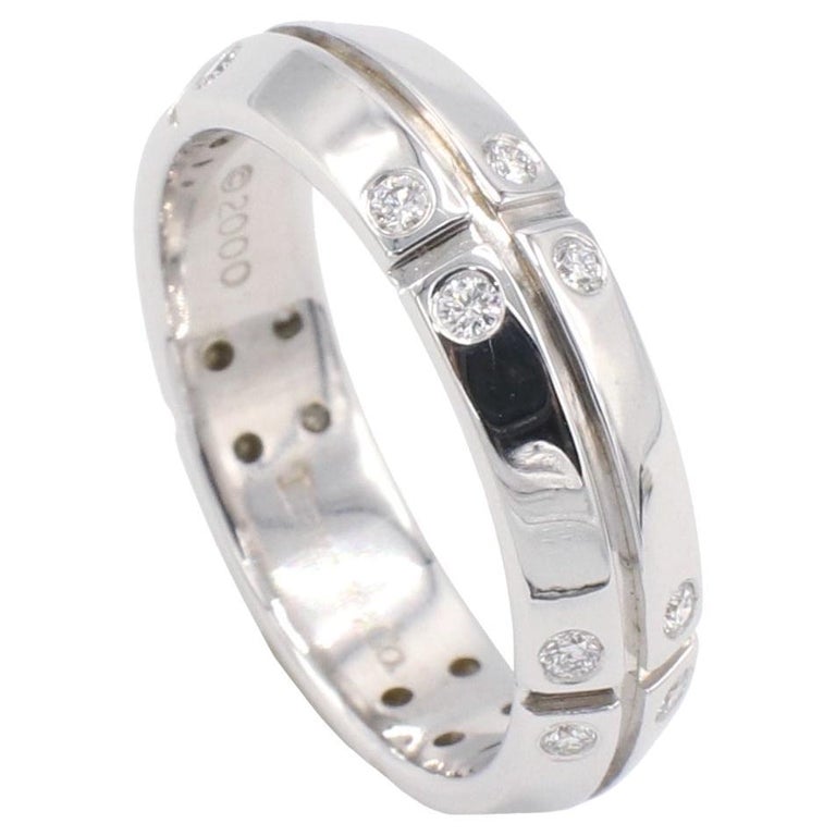 Tiffany and Co. Streamerica 18 Karat White Gold and Diamond Inlay Band ...
