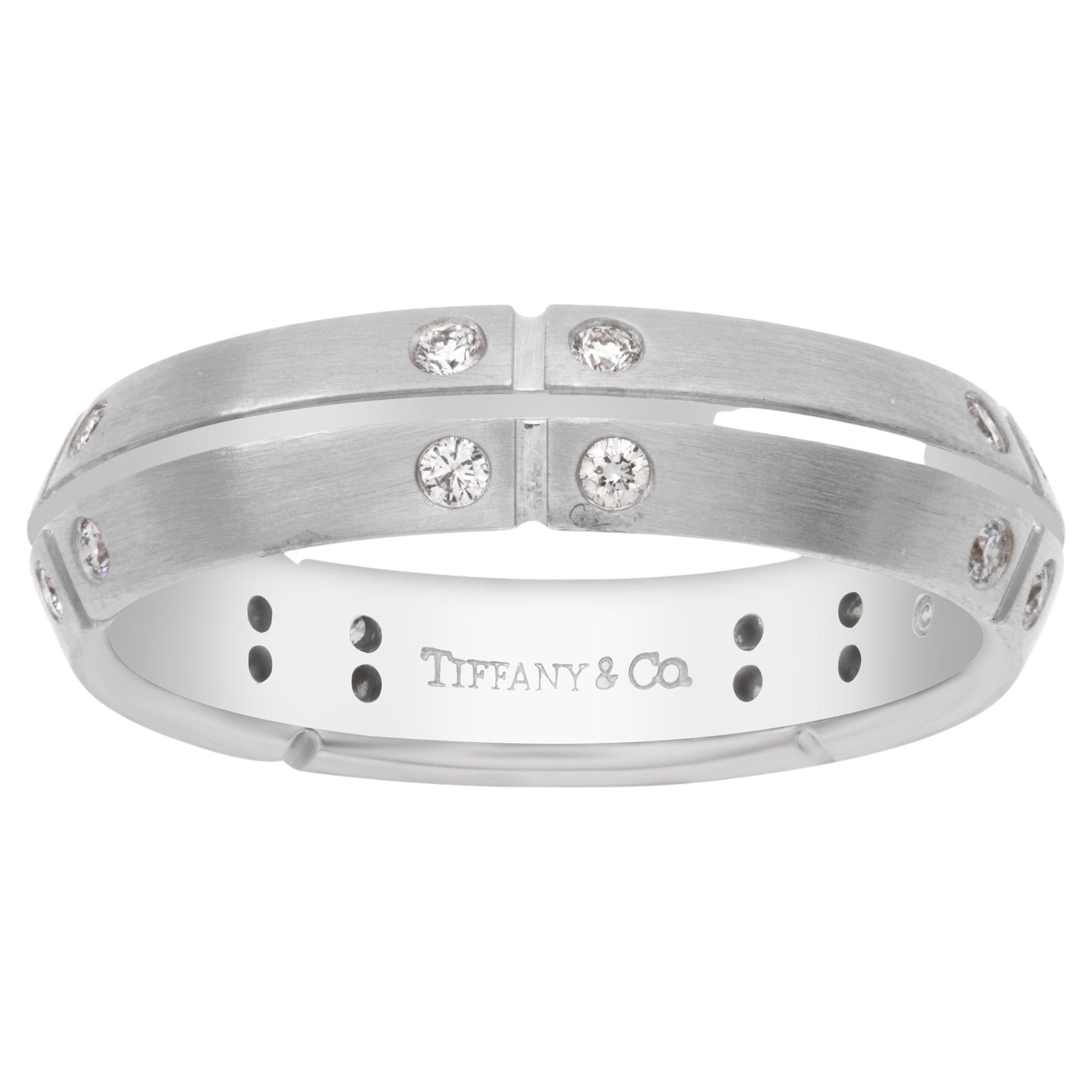 Tiffany and Co.T Diamond Wire Band Ring in 18k White Gold at 1stDibs