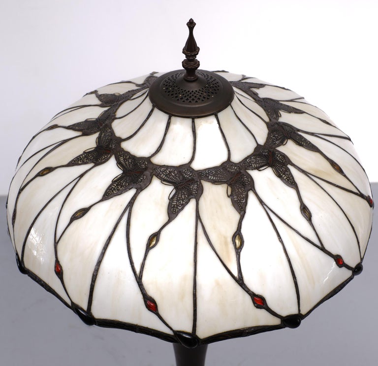 Tiffany and Co. Style Floor Lamp Glass Stain Shade For Sale at 1stDibs