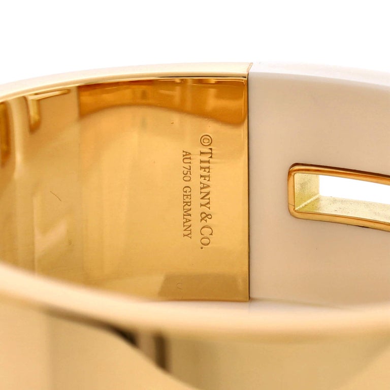 Tiffany and Co. T Cut-Out Cuff Bracelet 18k Yellow Gold and Ceramic For ...