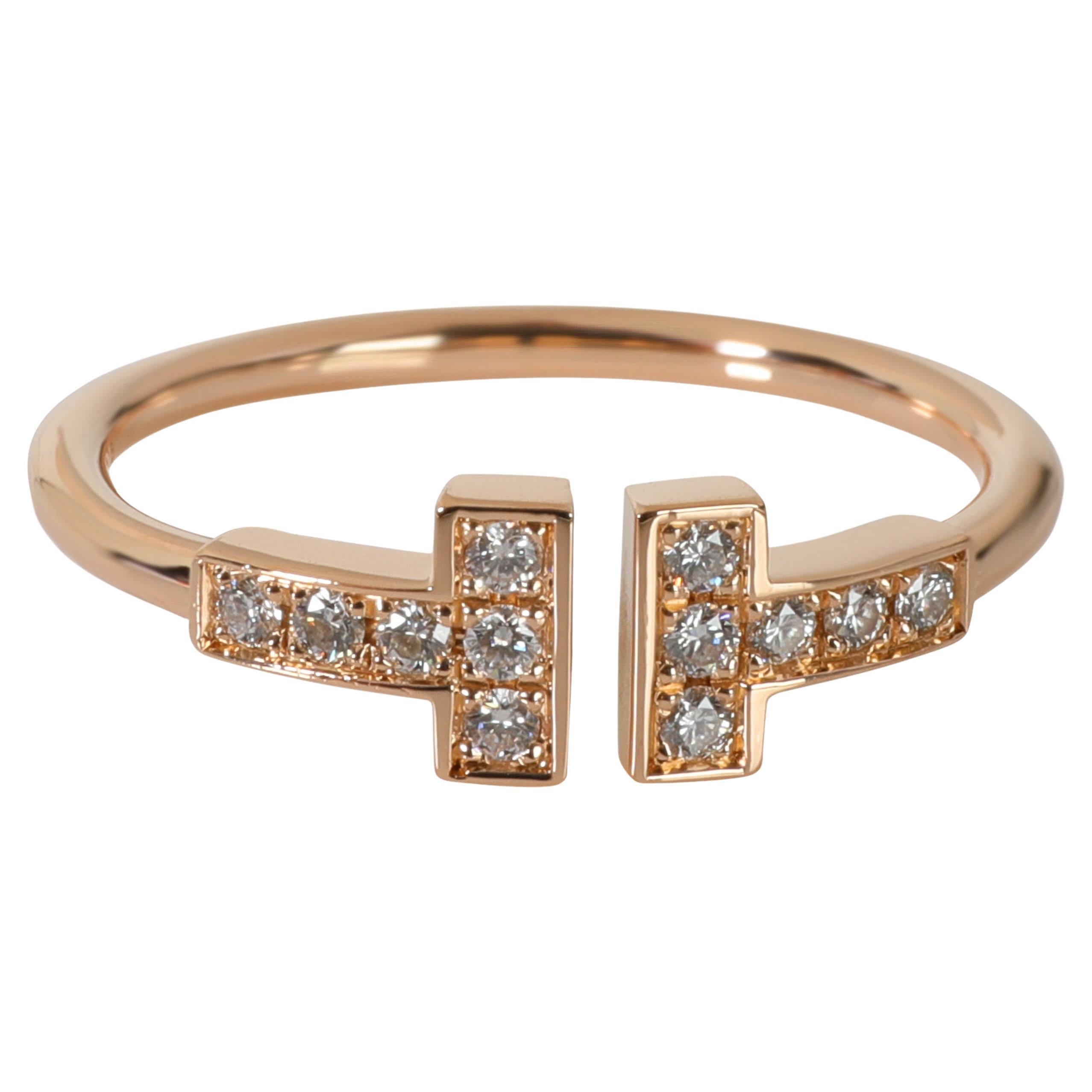 Tiffany and Co. T Diamond Wire Band in 18K Rose Gold 0.13 CTW For Sale ...