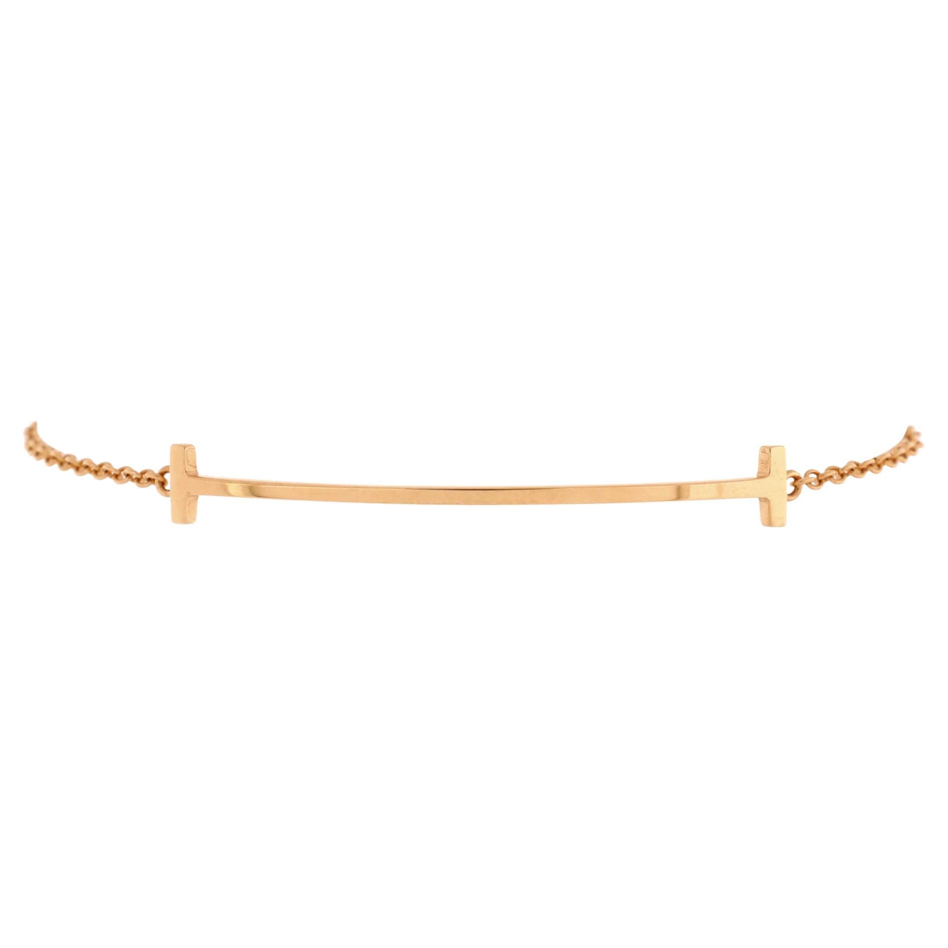 Harry Winston HW Logo Chain Bracelet 18k Rose Gold with Diamonds at 1stDibs