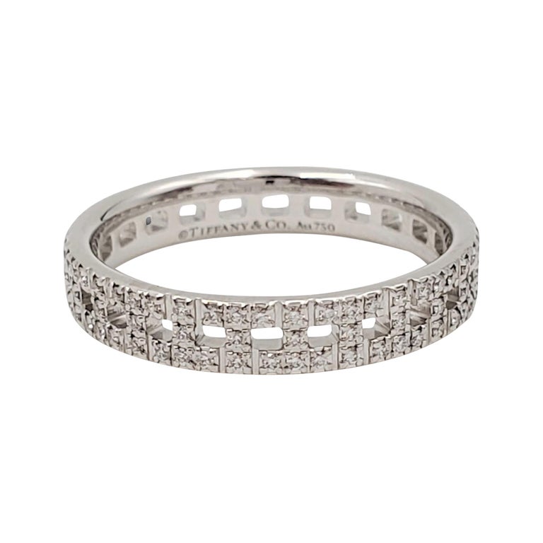 Tiffany and Co. 'T True Narrow' White Gold and Pavé Diamond Ring at 1stDibs | tiffany t true ...