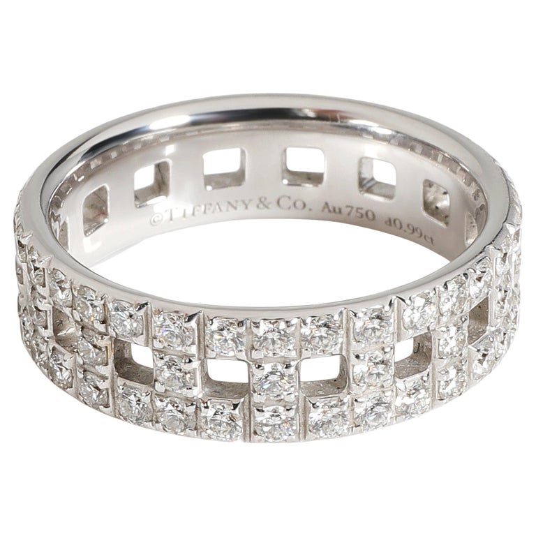 Tiffany and Co. T True Wide Diamond Ring in 18K White Gold 0.99 CTW For Sale at 1stDibs